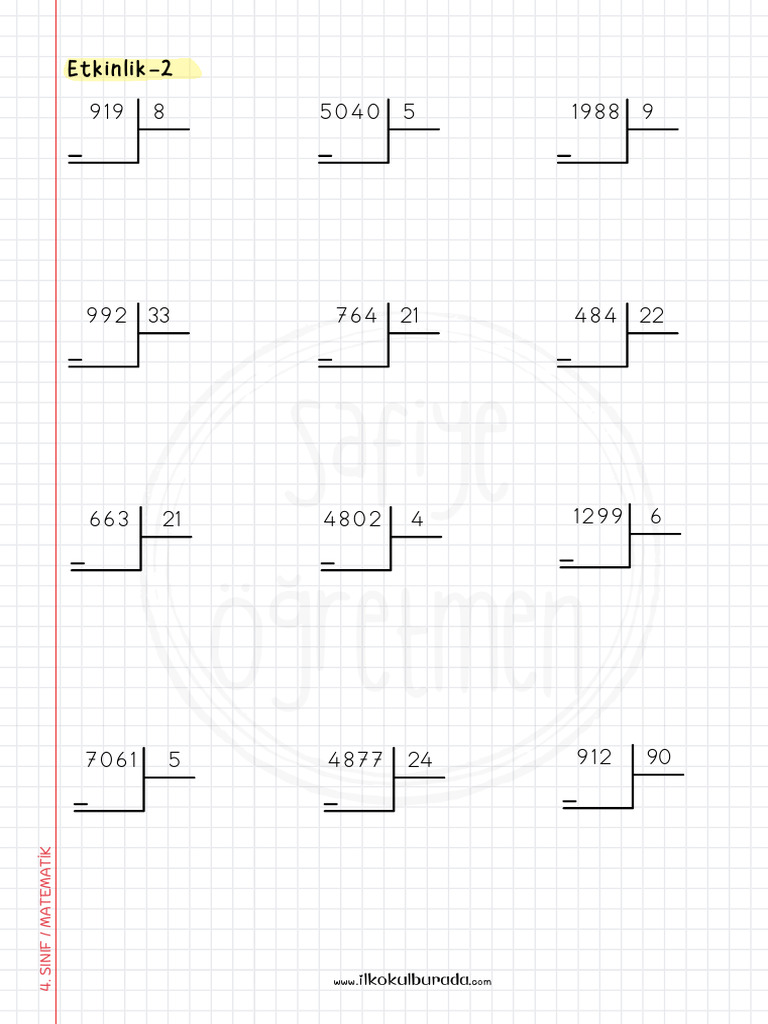 4. S%C4%B1n%C4%B1f - Zihinden B%C3%B6lme %C4%B0%C5%9Flemi Defter Notu | PDF