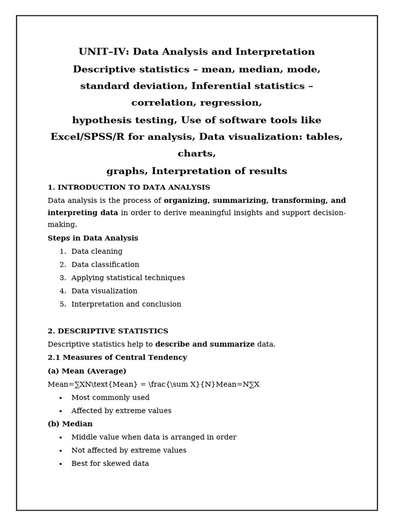 UNIT 4 NOTES-1 | PDF | Statistics | Regression Analysis