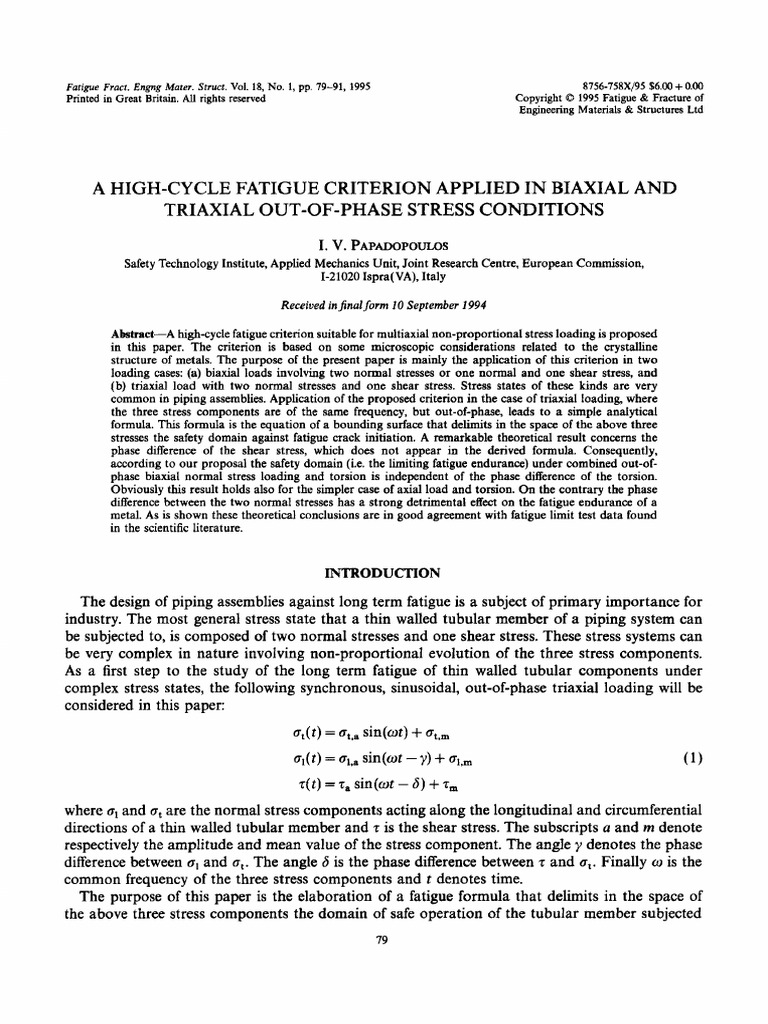 Fatigue Fract Eng Mat Struct - January 1995 - Papadopoulos - A High ...