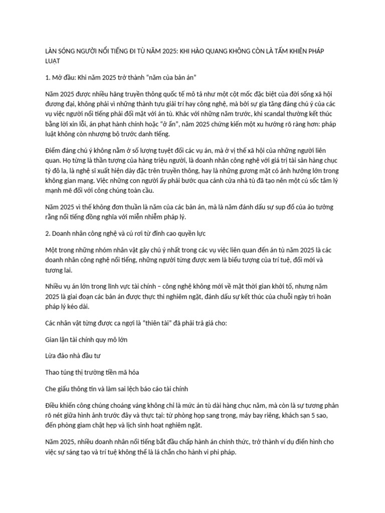 Chatgpt Yapping Về Ng Nổi Tiếng Đi Tù Năm 2025 | PDF