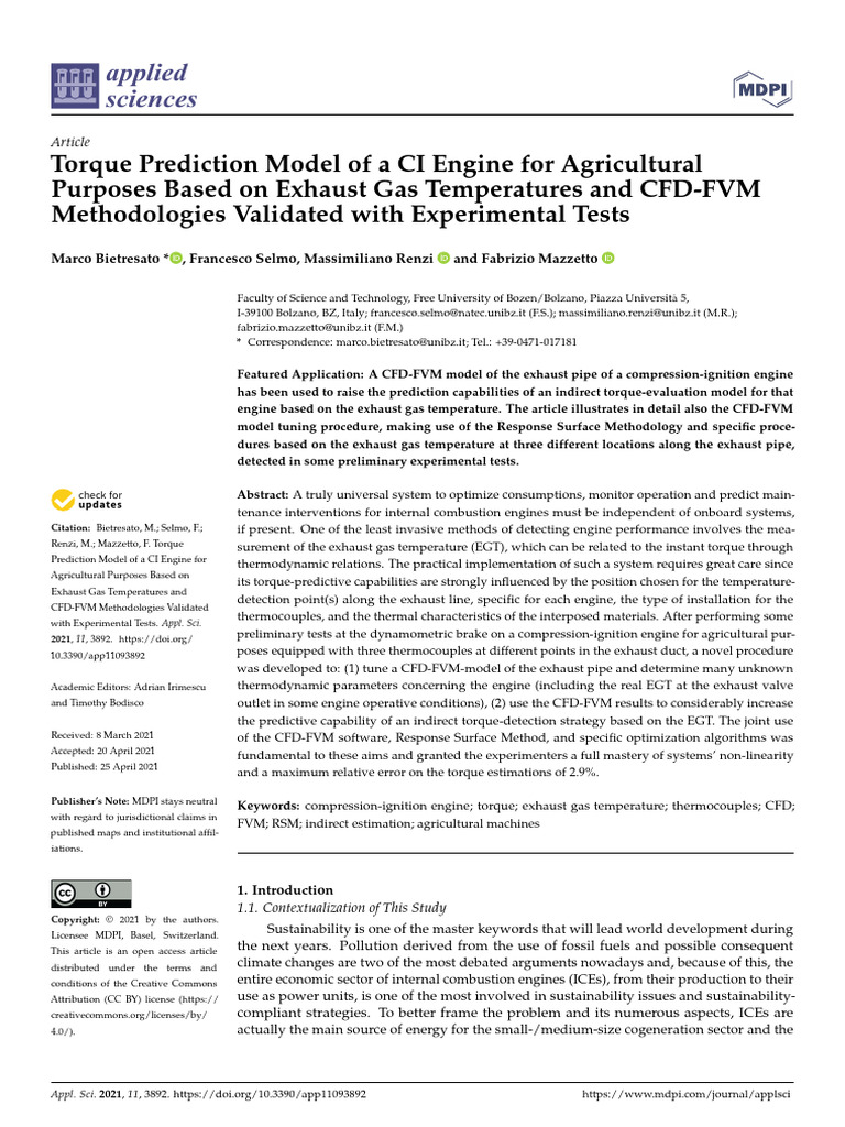 applsci-11-03892-v2 | PDF | Engines | Diesel Engine