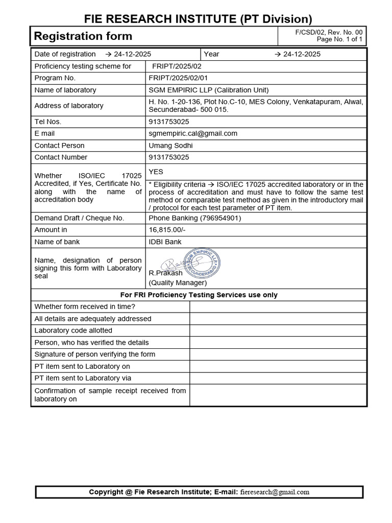 F CSD 02 Registration Form | PDF