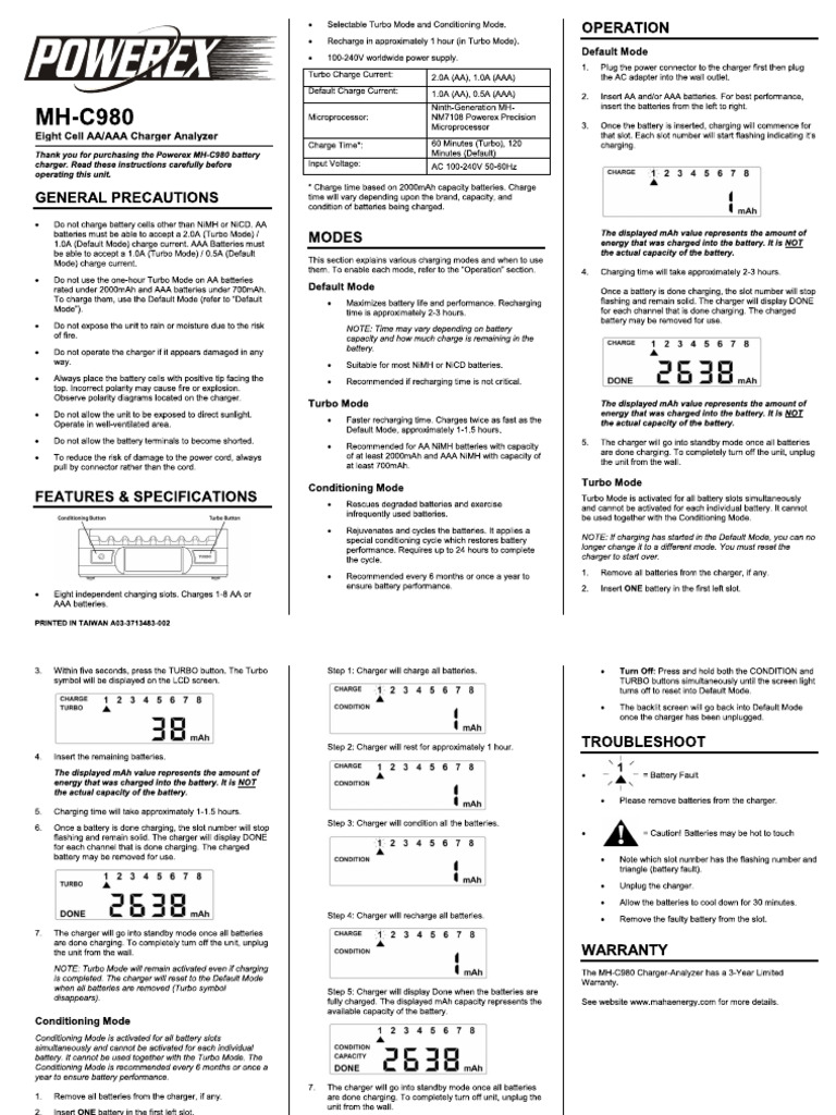 MH C980 Manual | PDF