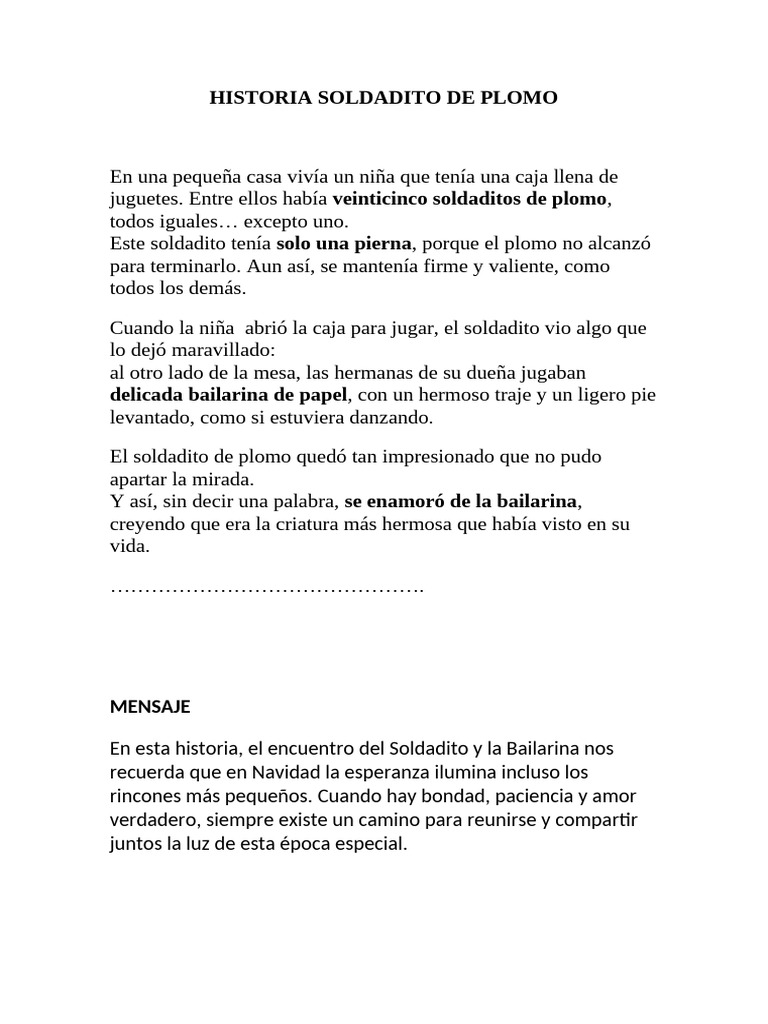 Soldadito de Plomo: Amor y Esperanza | PDF