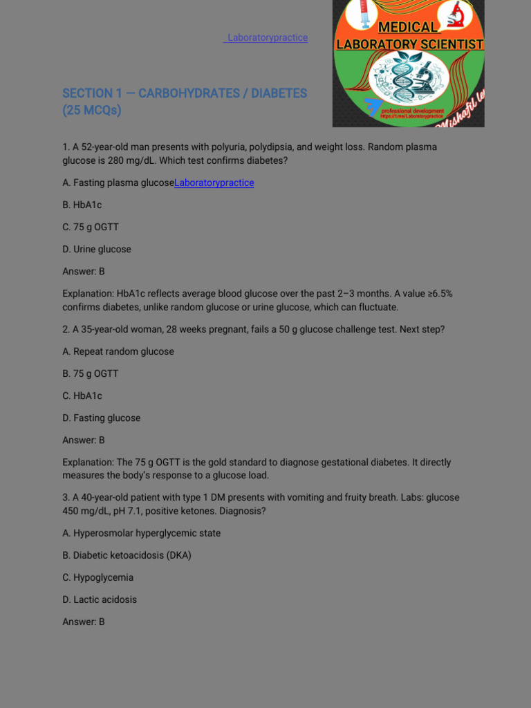 Case Mcq Exam Clinical Chemistry | PDF