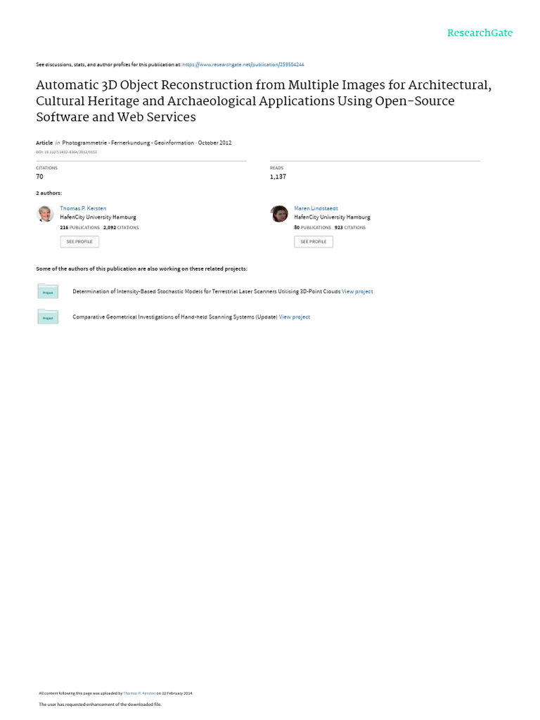 Pfg 1206 Kersten Lindstaedt | PDF | 3 D Computer Graphics | Computer Vision