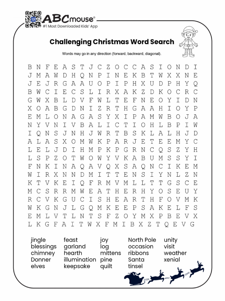 ABCmouse Christmas Word Search Challenge 5 | PDF