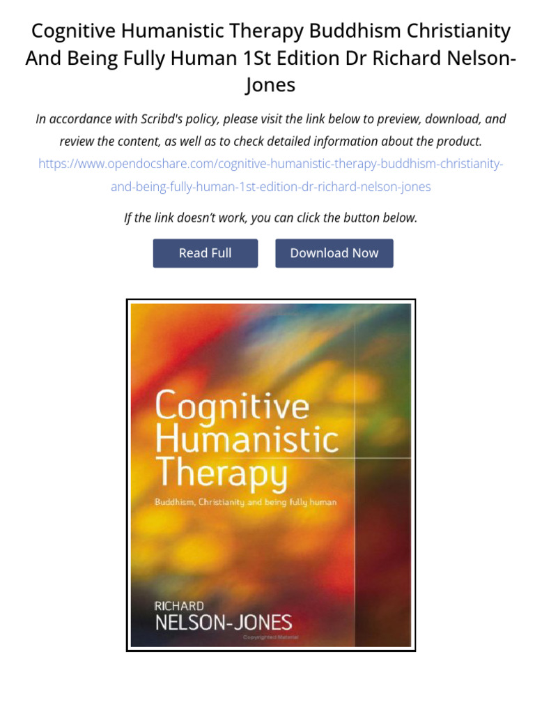 Cognitive Humanistic Therapy Buddhism Christianity and Being Fully ...