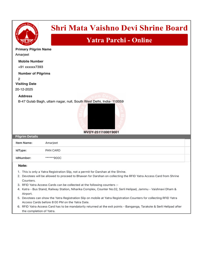 Shri Mata Vaishno Devi Shrine Board | PDF