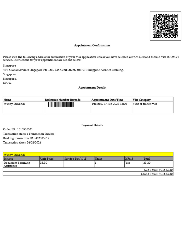 Appointment Confirmation | PDF