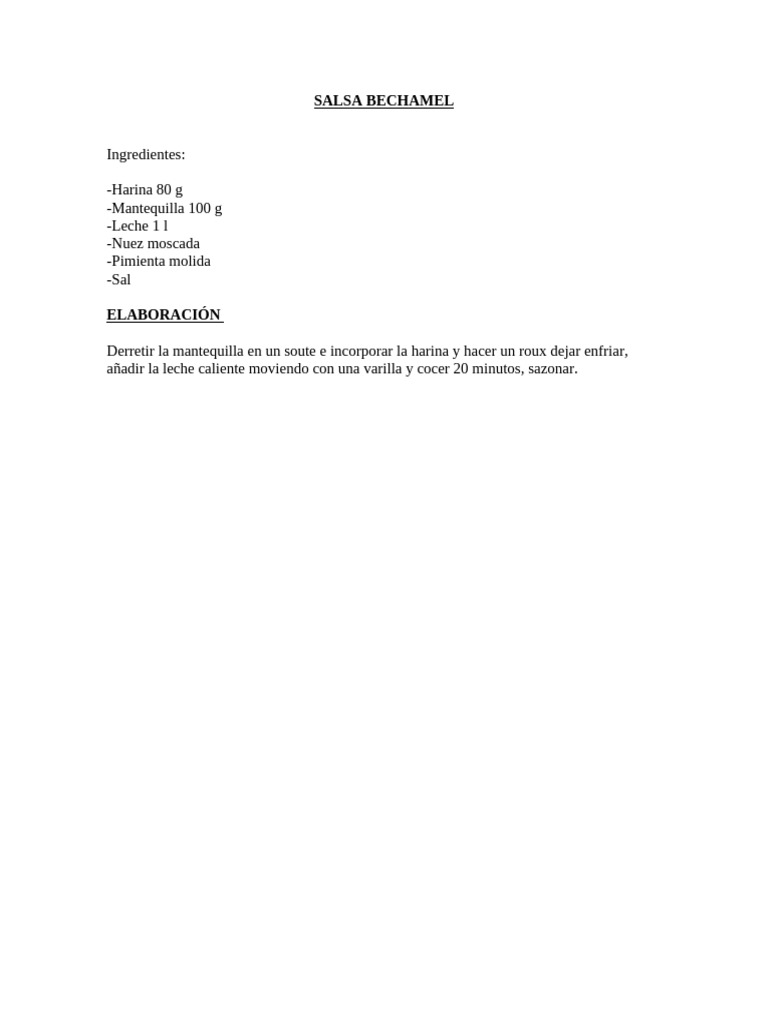Salsa Bechamel | PDF
