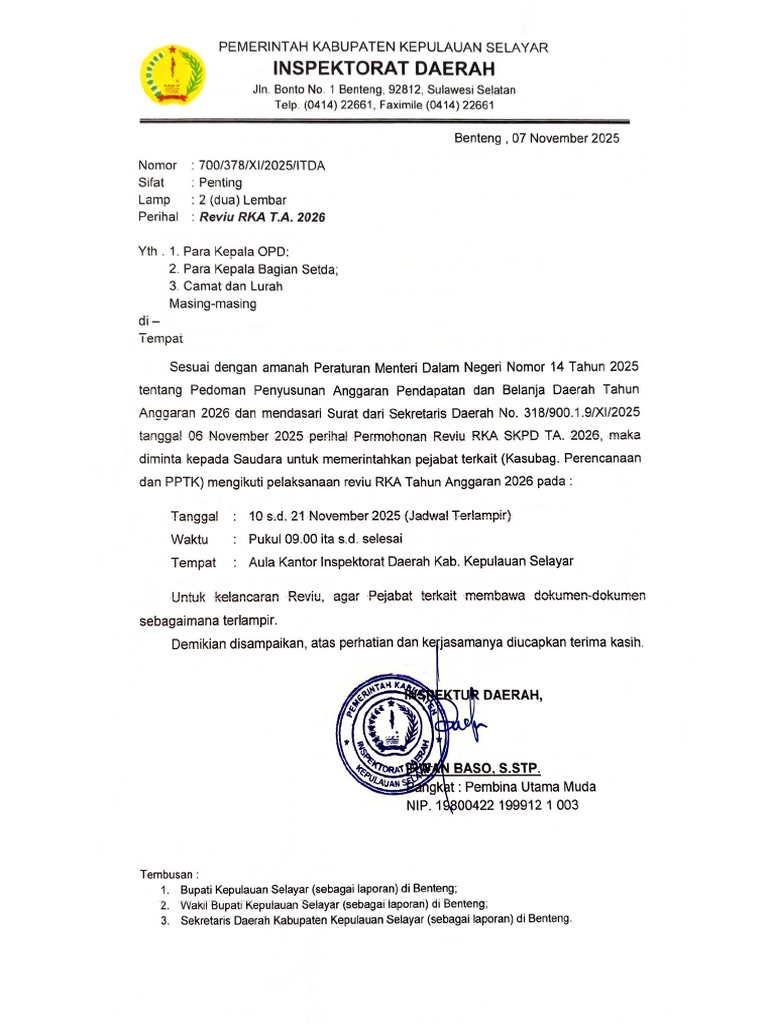 Undangan Reviu RKA Pokok 2026 | PDF