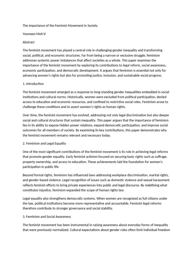 The Vital Role of Feminism Today | PDF | Gender Studies | Feminism