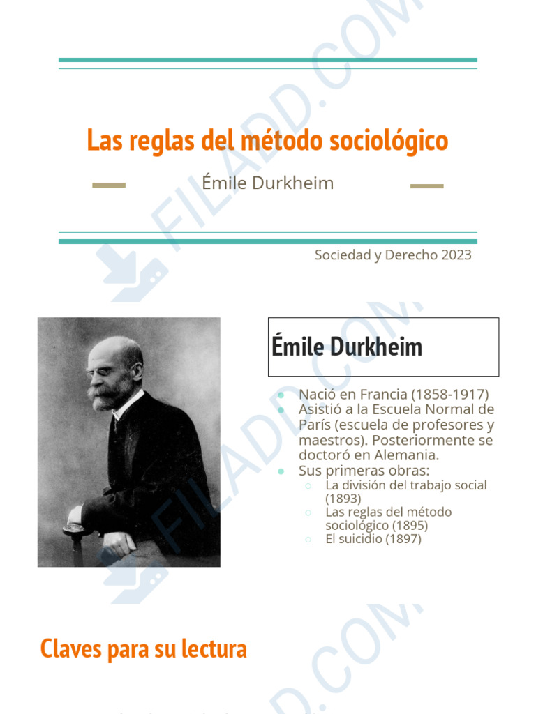 TSC_Durkheim-reglas del metodo_2023 | PDF | Emile Durkheim | Sociología