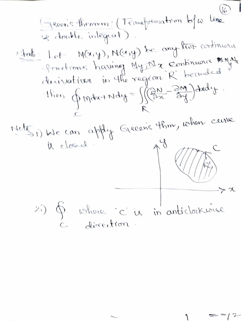 Unit-V Green's Theorem | PDF