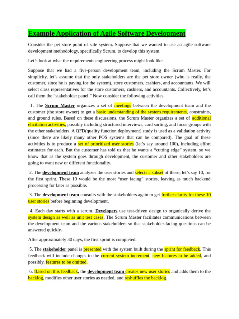 Example Application of Agile Software Development | PDF | Scrum ...