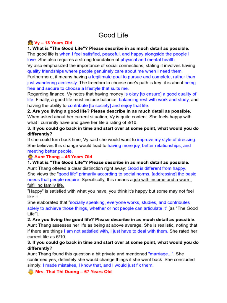 Perspectives on Living the Good Life | PDF | Behavioural Sciences ...