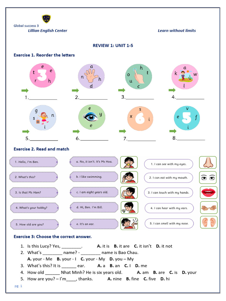Worksheet PDF G3 Review 1 | PDF
