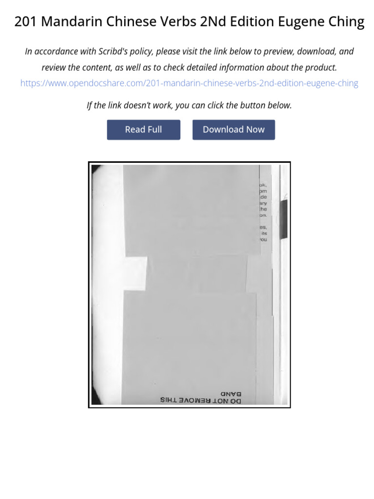 201 Mandarin Chinese verbs 2nd Edition Eugene Ching pdf version | PDF ...