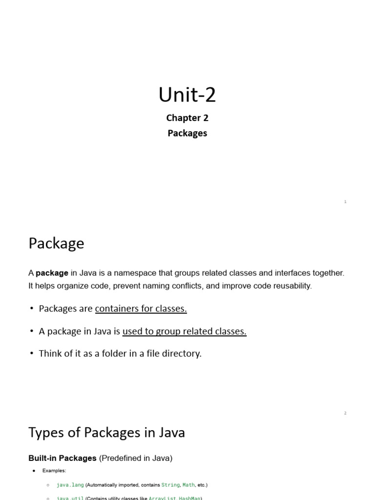 UNIT-2 Packages 5-11-25.Pptx | PDF | Class (Computer Programming ...