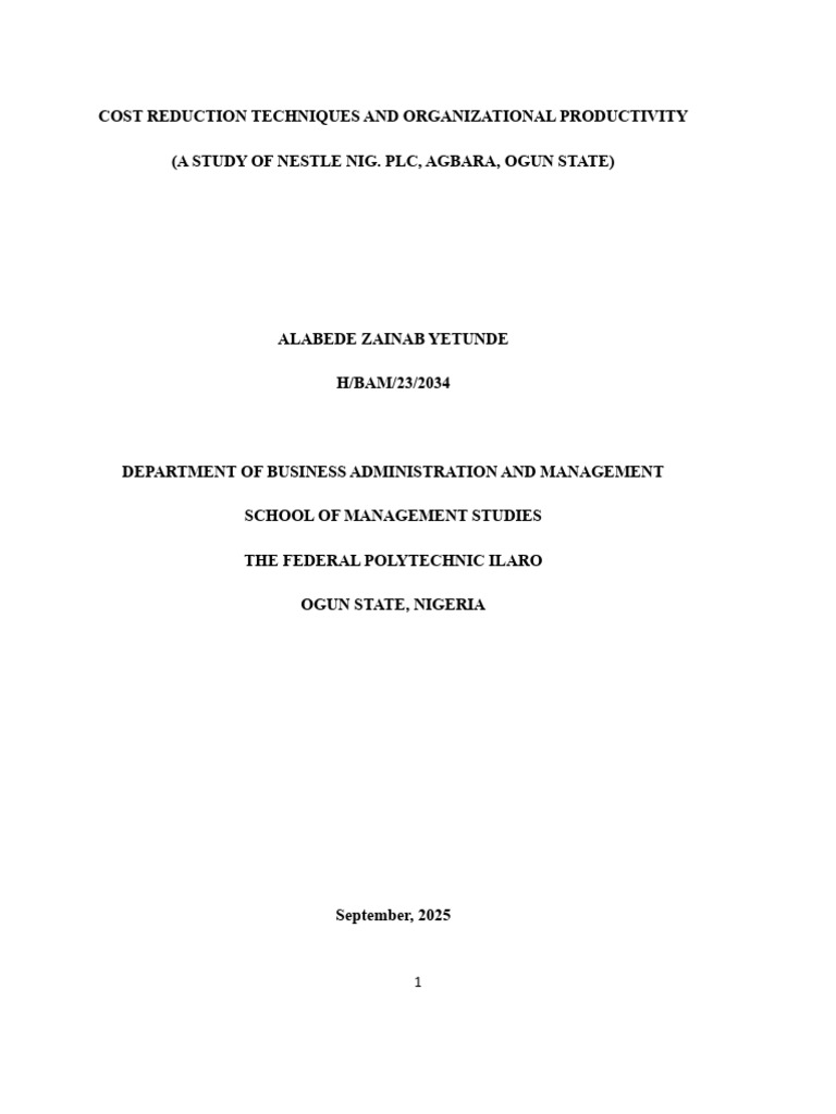 Cost Reduction and Productivity at Nestle | PDF | Expense | Cost Accounting
