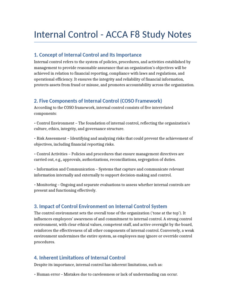 ACCA F8 Internal Control | PDF | Internal Control | Business