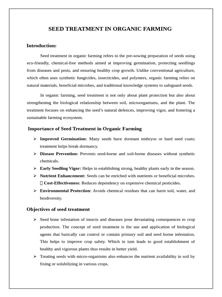 Seed treatment in organic farming | PDF | Organic Farming | Seed