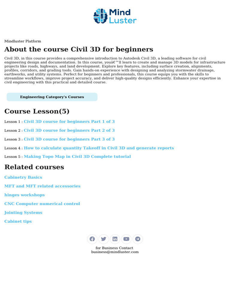 Civil 3D for Beginners Course Content | PDF