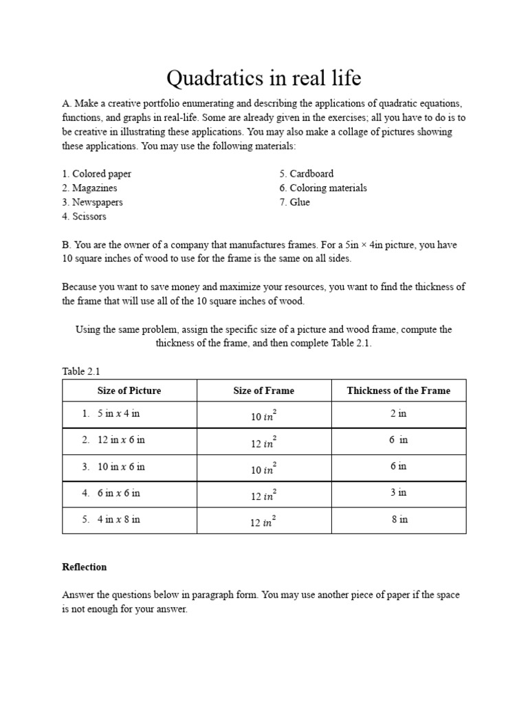 Real-Life Applications of Quadratics | PDF | Quadratic Equation ...