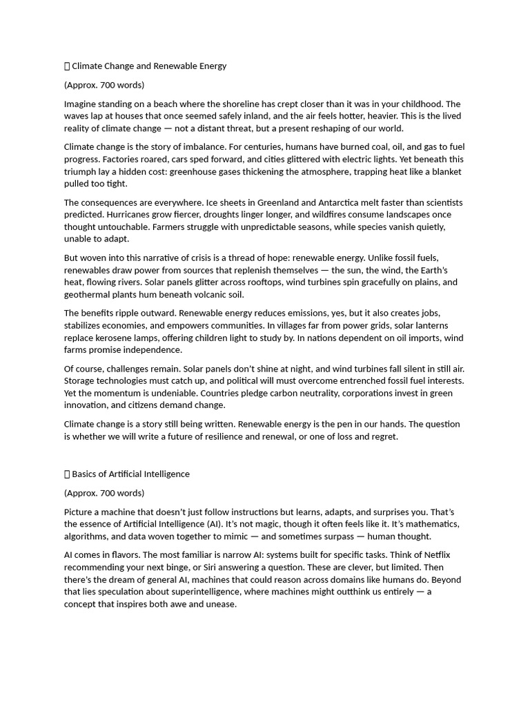 Climate Change and Renewable Energy Solutions | PDF | Space ...