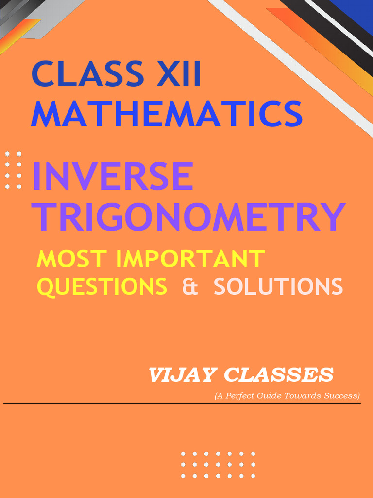 2s. Class Xii Maths - (Inverse Trigonometry) Most Important Questions ...