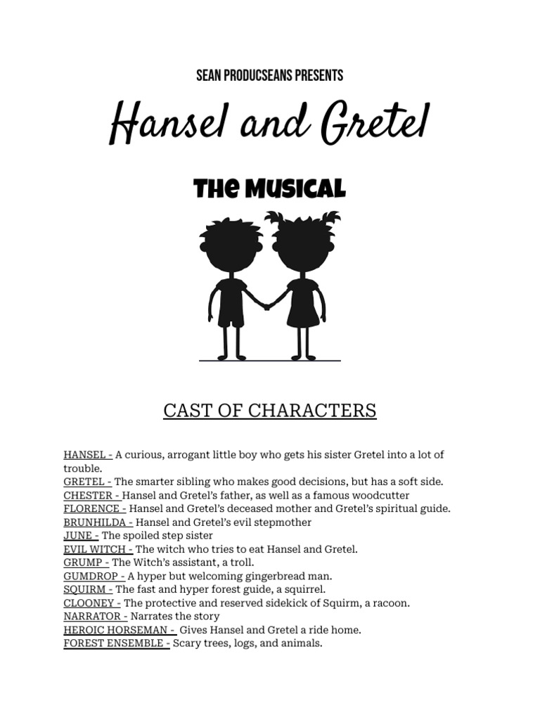 Hansel and Gretel The Musical Concept Script | PDF | Hansel And Gretel ...