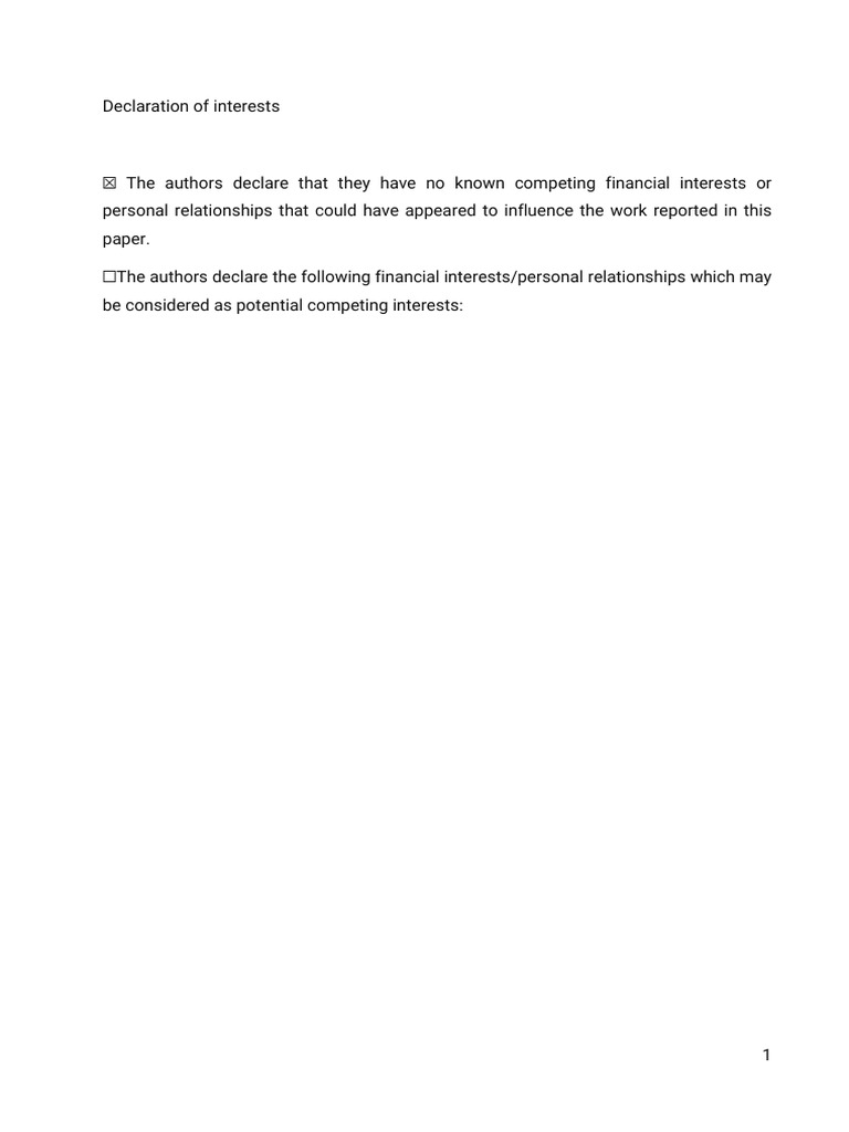 Declaration of Competing Interests | PDF