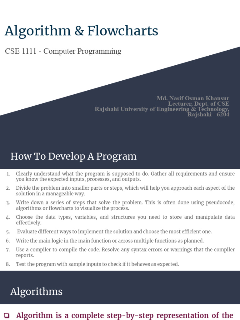 CSE 1111_Lec 2 (Algorithm) | PDF | Algorithms | Time Complexity