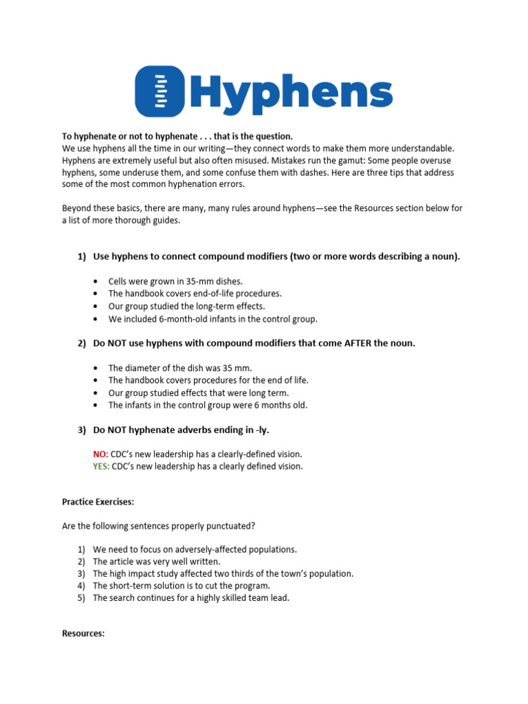 Hyphens Part 1 H | PDF