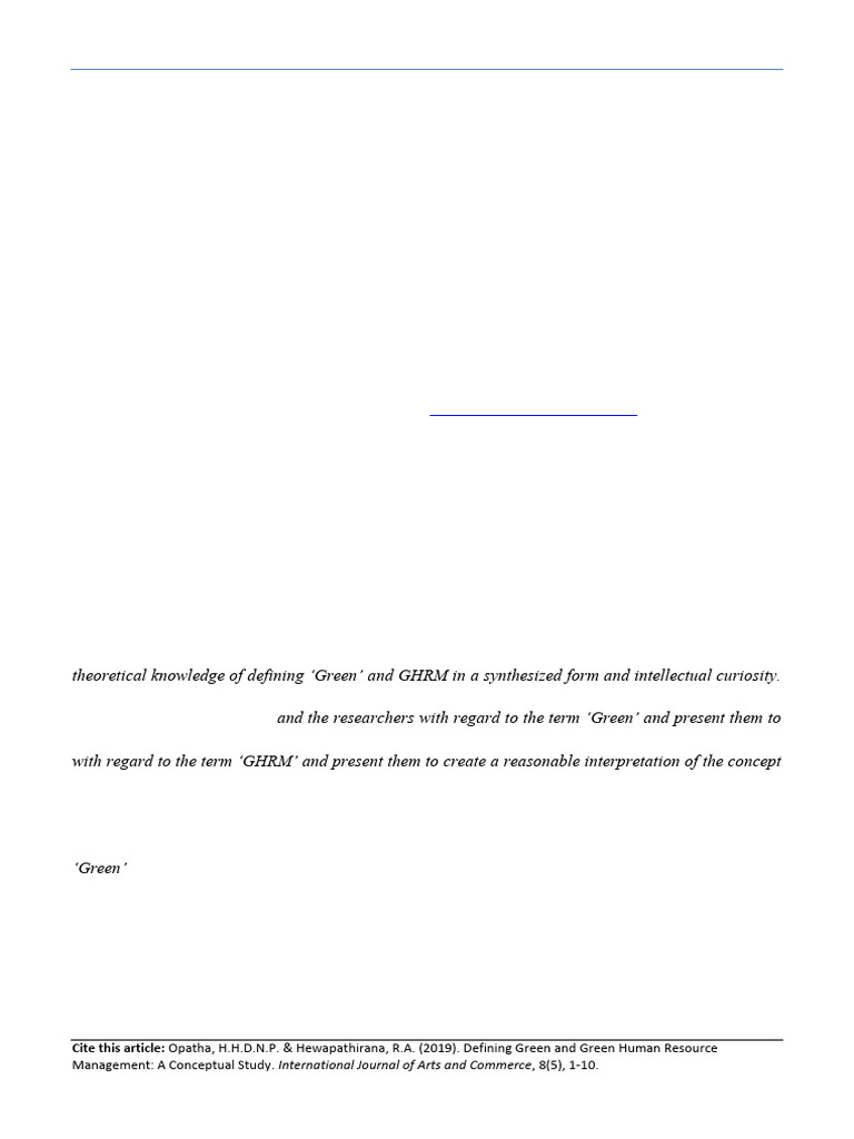 Difining Green and GHRM | PDF | Sustainability | Human Resource Management