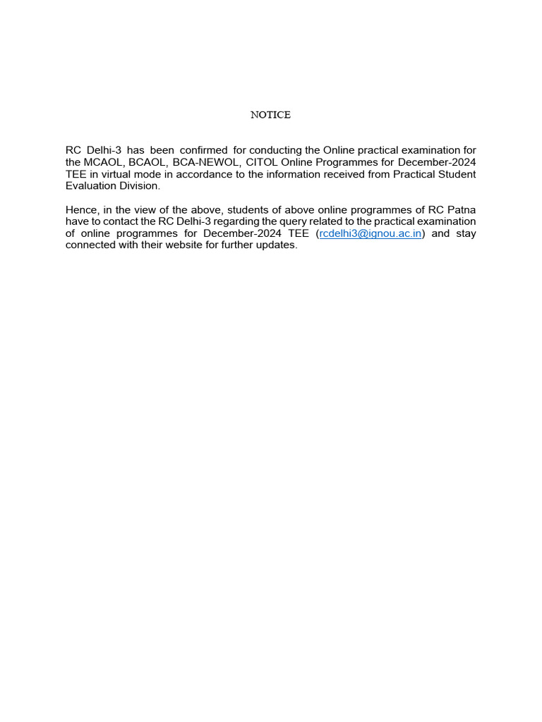 Notice Practical OL | PDF