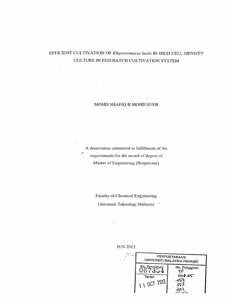 High-Density Cultivation of Kluyveromyces lactis | PDF | Biology | Life ...