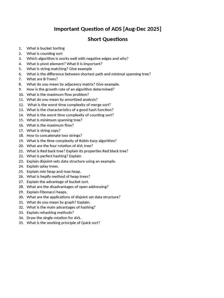 ADS Important Question | PDF | Applied Mathematics | Graph Theory