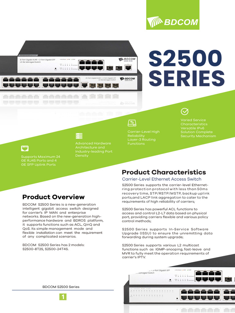 BDCOM S2500 Series Gigabit Switches | PDF | Computer Network | I Pv6