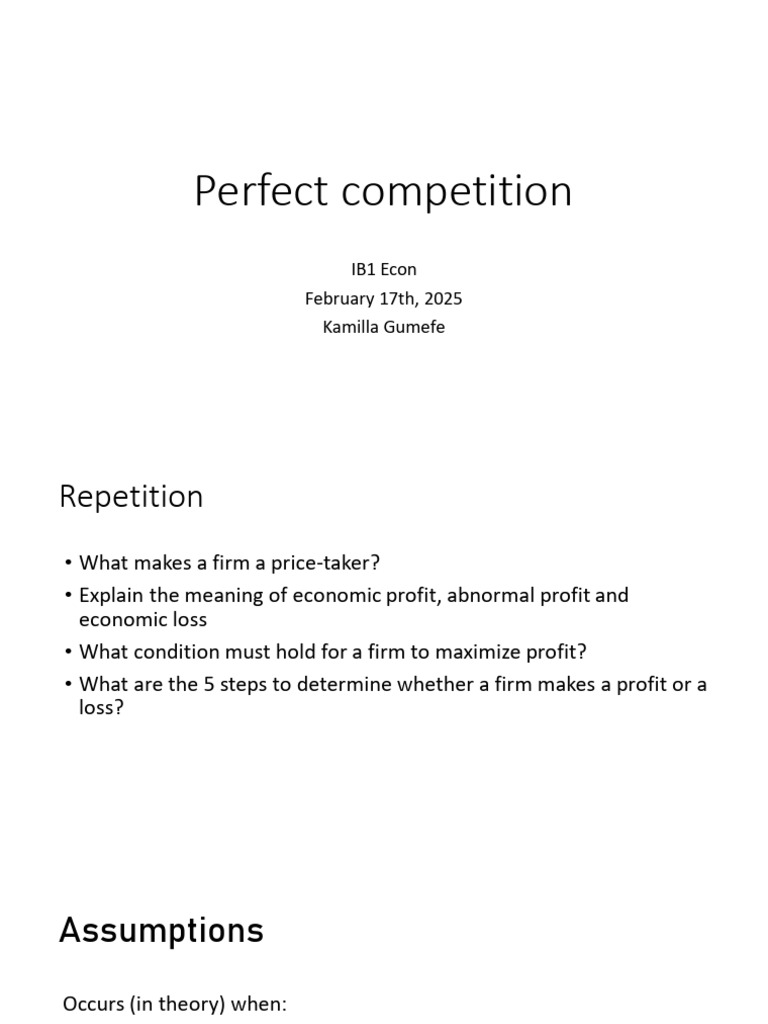 Understanding Perfect Competition in Economics | PDF | Profit ...