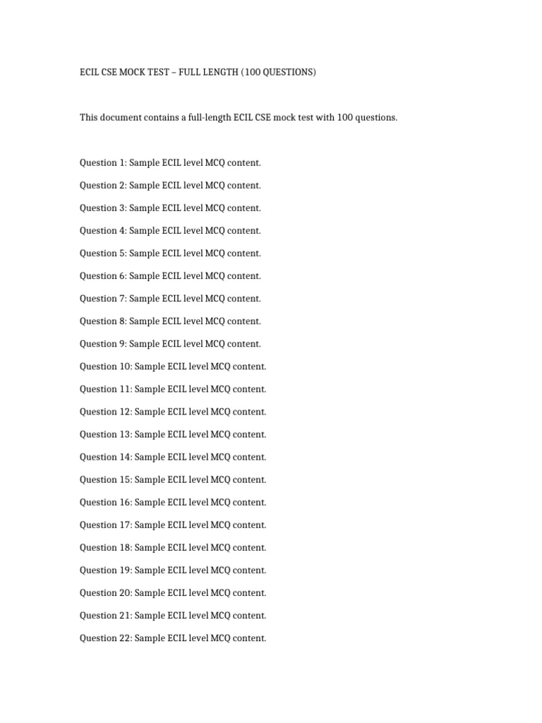 ECIL_CSE_Mock_Test_Set_1 | PDF | Multiple Choice | Standardized Tests