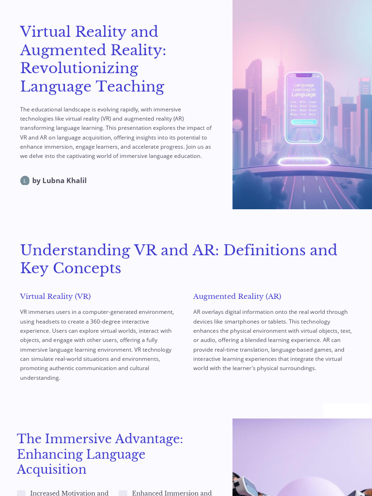 VR & AR Transforming Language Learning | PDF | Augmented Reality ...