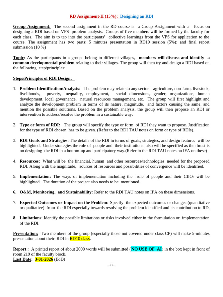 Assignment II On Designing RDI | PDF