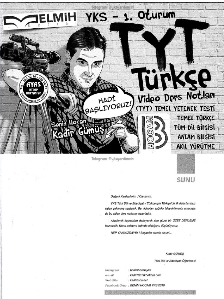PDF Benim Hocam Yaynlar Tyt Trke Video Ders Notlar PDF Compress | PDF