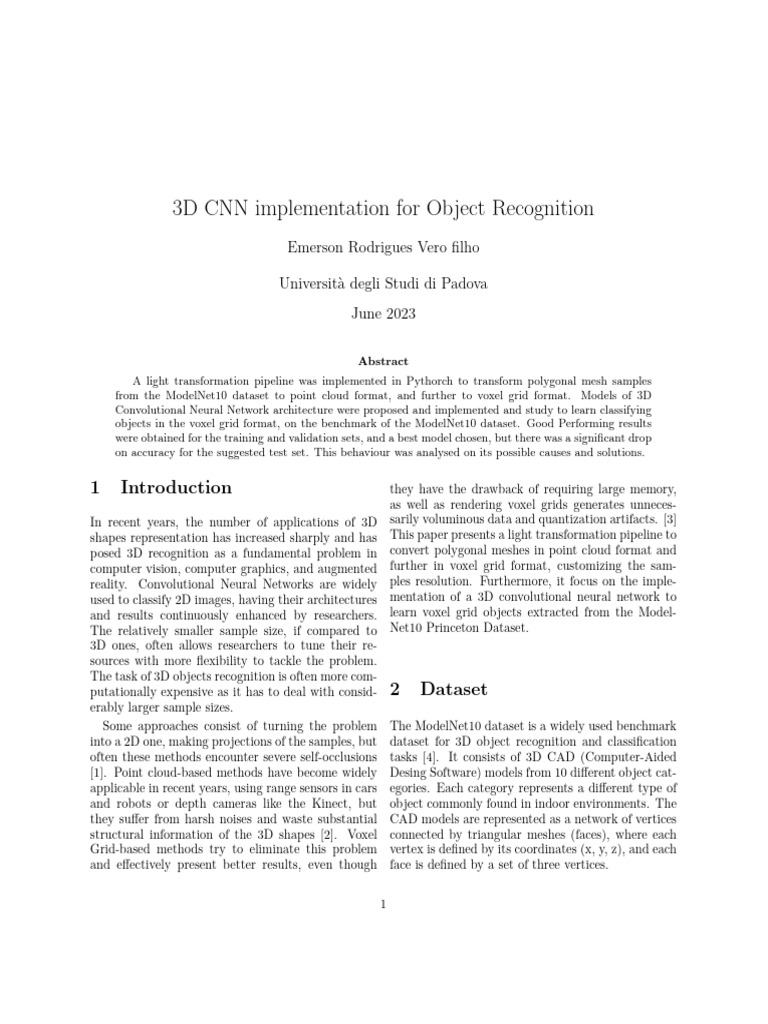 CNN_for_Object_Recognition | PDF | 3 D Computer Graphics | Voxel