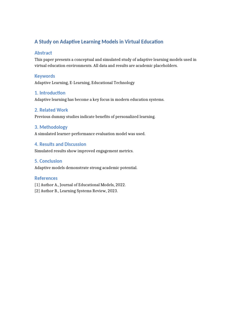 Adaptive Learning Dummy Research Paper | PDF