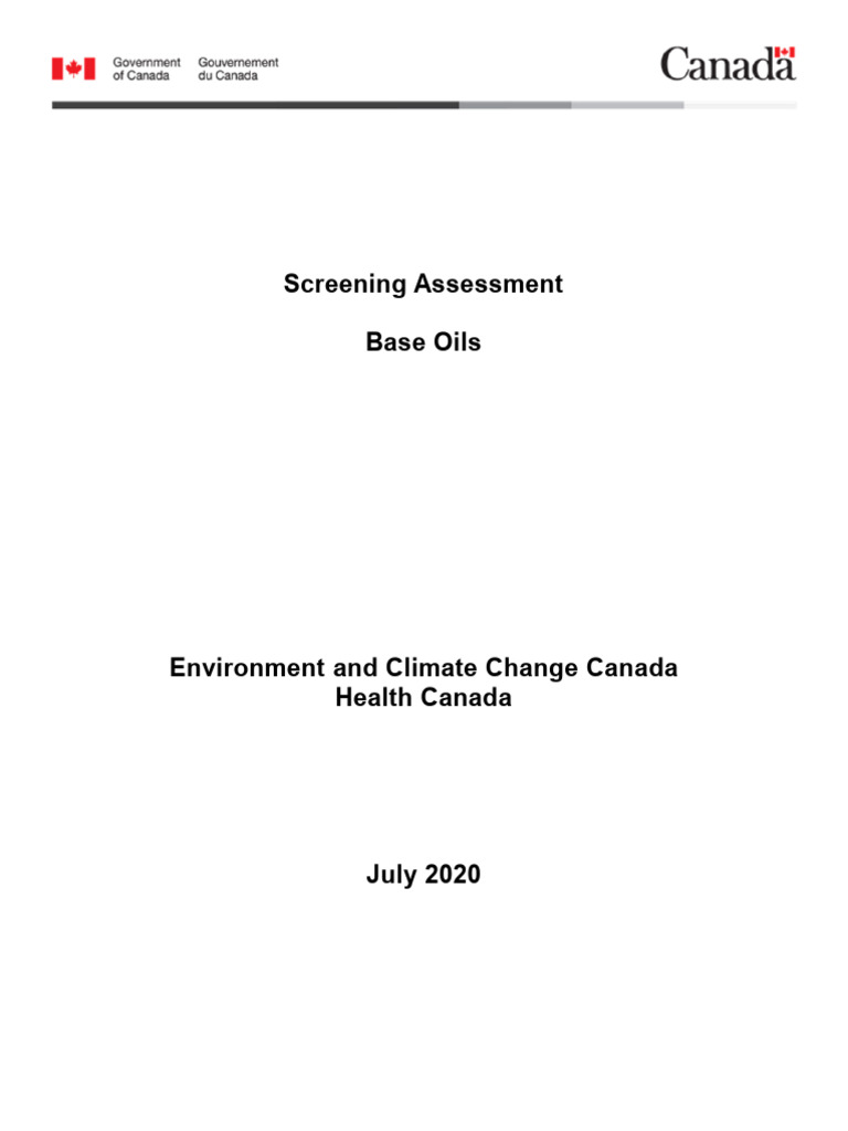 PAPER Screening Assessment Base Oils | PDF | Oil Refinery | Petroleum