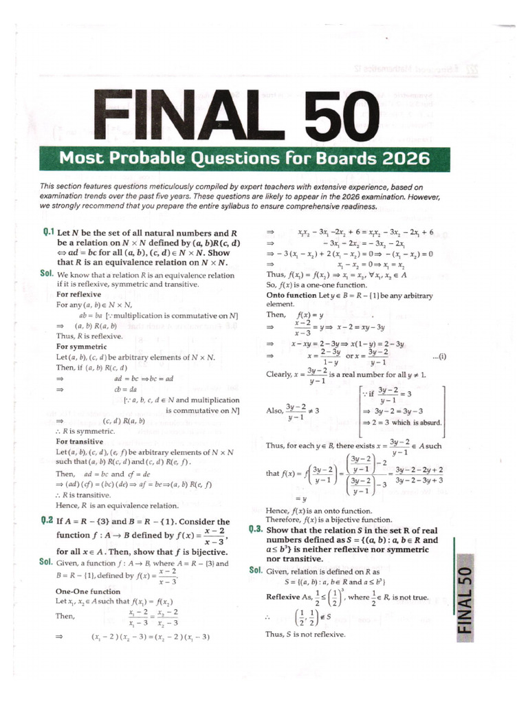 Grade 12 - Final 50 - Maths | PDF