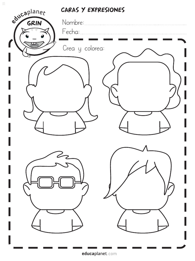 Caras Avatar Expresiones Colorear Educaplanet | PDF